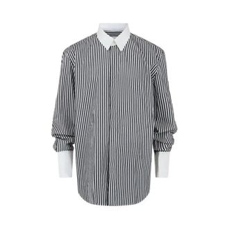 Ferragamo Chemise en Coton Ray&eacute;e - Homme - Chemises - Noir - Taille: 2XL