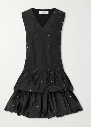 Sea New York Alberta Minikleid Aus Taft Mit Stufen Und Kunstperlen - Schwarz