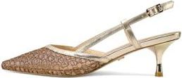 Queen Helena Escarpins Slingback Femme avec talon bas K4520, Marron dor&eacute;, 35 EU