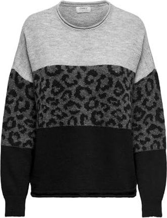 Only Only Femme Onljade Animal Ls O-Neck Noos KNT Sweater, Gris Clair Chin&eacute;, XS EU