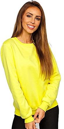BOLF Femme Sweat-Shirt Sweat Manches Longues Temps Libre Sport Fitness Outdoor Basic Casual Style W01 Jaune L [A1A]