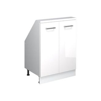Vicco Meuble de Rangement sous Pente Rion, Blanc Brillant/Blanc, avec 2 Portes