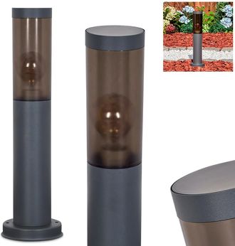 HOFSTEIN Sockelleuchte Sessa, Au&szlig;enwegeleuchte aus Metall/Kunststoff in Anthrazit/Rauchfarben oder Wei&szlig;, moderne Wegeleuchte f&uuml;r Garten, Au&szlig;enbereich, Hof, Weg