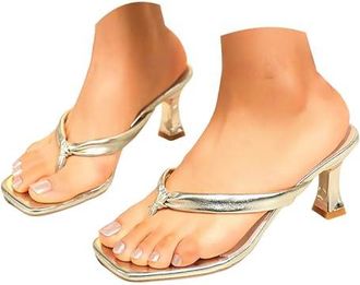 Generic Sandales tendance &agrave; talons pour femme - Tongs &agrave; lani&egrave;res &agrave; talon bas - Antid&eacute;rapantes - Talons courts habill&eacute;s - Tongs d&eacute;t&eacute; - Noir, 2 5, 38.5 EU