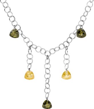 Orphelia Damen-Collier 925 Silber rhodiniert Kristall grün Triangelschliff 46 cm - ZK-2684/1