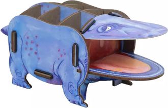 Werkhaus WE 2068 Stiftebox Ursaurier Stenokranio Boldi - dekorativer Schreibtisch Organizer mit 6 F&auml;chern aus Holzwerkstoff, Stiftehalter f&uuml;r Kinderzimmer B&uuml;ro