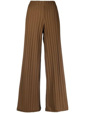 Viktor & Rolf pantalon en maille nervur&eacute;e &agrave; coupe ample - Marron
