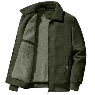 Generic Veste dhiver en velours côtelé avec fermeture éclair et col en polaire pour homme, EN8, XL