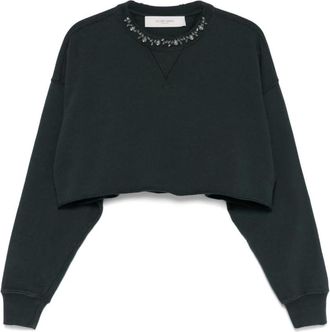 Golden Goose Femme, Sweatshirts et sweats &agrave; capuche, Noir, Taille: 38 FR Embellished Cropped SweaT-shirt