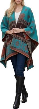 Generic Poncho Femme Hiver Chaud Chale Femme Hiver Chaud Cape Femme Effet enveloppant Pull Cape Ouvert Tricot Doux Polyvalent Pour Int&eacute;rieur Et Ext&eacute;rieur