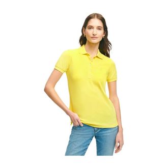 Brooks Brothers Femme, Tops, Jaune, Taille: 42 FR Polo en Piqu&eacute; Stretch de Coton Supima