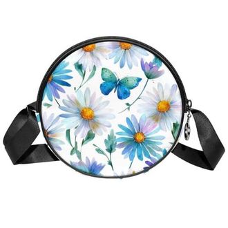 Generic Petit sac &agrave; bandouli&egrave;re circulaire pour femme, petit sac &agrave; bandouli&egrave;re avec fermeture &eacute;clair, bretelles r&eacute;glables, sac &agrave; main rond d&eacute;contract&eacute; pour fe