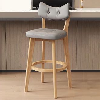 Generic Barhocker In Thekenhöhe, 71,1 cm, 2er-Set, Kunstleder, Mit Rückenlehne, Beine Aus Massivholz, Kücheninselstuhl, Natur(Natural)