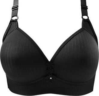 Generic Lot de 3 soutiens-gorge push-up rembourrés de couleur unie pour femme - Bretelles fines - Poitrine complète - Haut impact - Bretelles réglables, Noir,