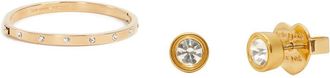 Kate Spade New York Set aus Steinarmreif und Ohrsteckern, klar/golden