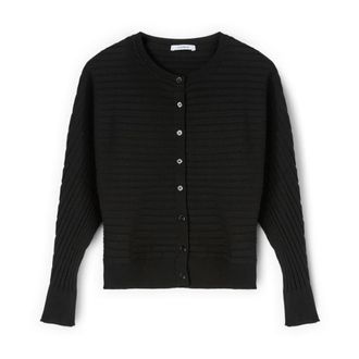 Motivi Horizontal gestrickte Rippenstrickjacke - - Knitwear - Damen - Schwarzk - M