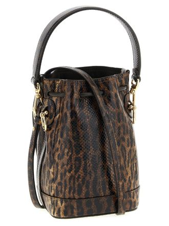 Fendi Womens Mon Tresor Bucket Bag Brown Karung
