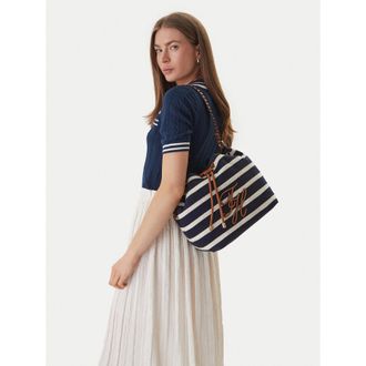 Tommy Hilfiger Handtasche Tommy Hilfiger Th Elev Summer Bucket Stripe AW0AW18401 Dunkelblau