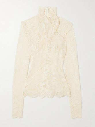 Paco Rabanne Oberteil Aus Stretch-spitze - Elfenbein