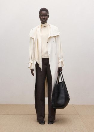 Mango Blouse 100 % soie col avec foulard &eacute;cru - Femme - S - MANGO