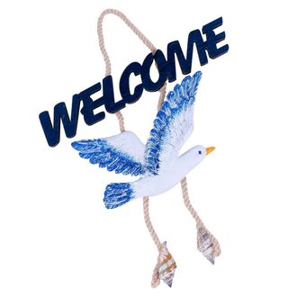 Artibetter T&uuml;rschild mit Maritimem Vogelmotiv Mediterrane Wanddekoration zum Aufh&auml;ngen im Wohnzimmer Vorgarten und Eingangsbereich