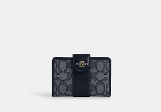 Coach Mittelgro&szlig;es Portemonnaie Aus Signature-Jacquard Mit Rundumrei&szlig;verschluss