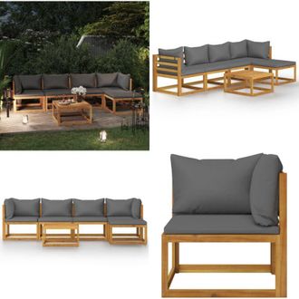 vidaXL 6-tlg. Garten-Lounge-Set mit Auflagen Massivholz Akazie - Garten-Lounge-Set - Garten-Lounge-Sets - Home & Living