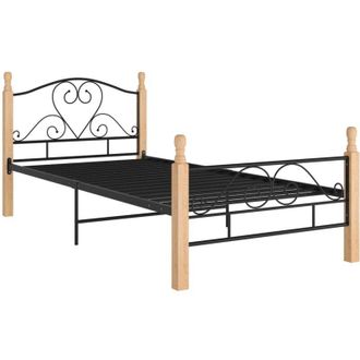 vidaXL Bettgestell Schwarz Metall 90x200 cm Vidaxl