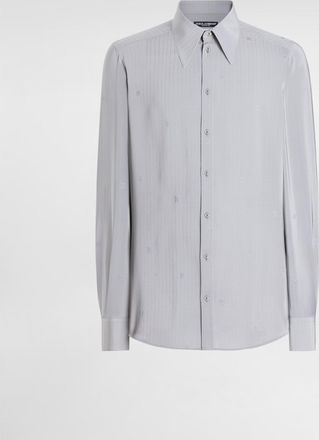 Dolce & Gabbana Gold Shirt In Silk Jacquard - Mann Hemden Grey 37