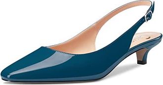 Castamere Femmes Aiguille Bas Kitten Talon Heel Fermé Carré Bout Slingback Escarpins Slip-on 3.5 CM Heels Sandales Dress Cute Chaussures Vert 39 EU