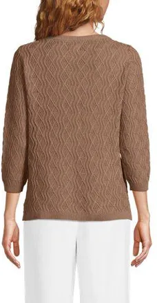 Lands End Pullover aus Leinenmix, Damen, Größe:48-50 regular, Braun, Baumwolle/Leinen/Baumwoll-Mischung, by Lands End