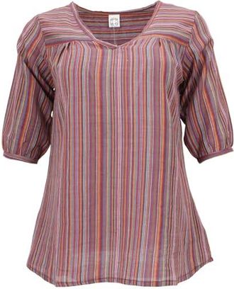 Guru Shop Chemisier léger en coton à rayures avec col en V pour femme, coloré, 44