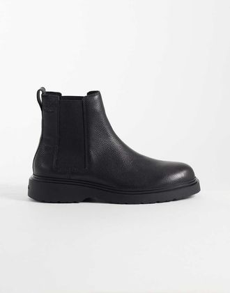 Calvin Klein bottines Chelsea de combat en cuir essentielles noires