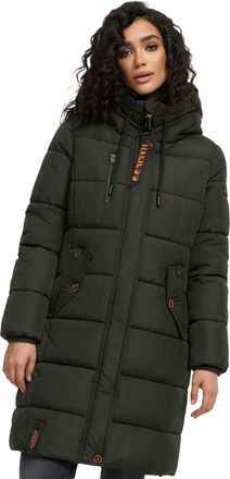 Marikoo Damen Wintermantel Winterjacke mit Kapuze Steppmantel B941 [B941-Yuik-Dark-Olive-Gr.XXL]