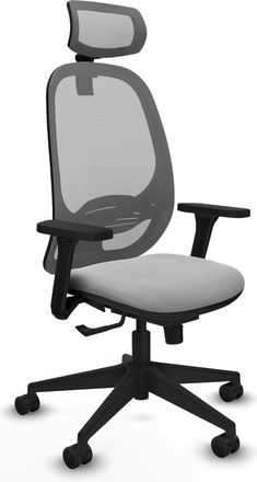 Piqueras y Crespo Grauer Schreibtisch mit 3D-Armlehnen, h&ouml;henverstellbare Lendenwirbelst&uuml;tze und h&ouml;henverstellbares Kopfteil und Neigungsverstellung, Grau/Hellgrau