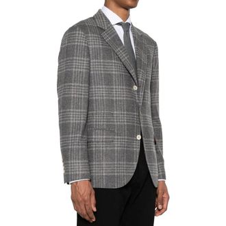 Brunello Cucinelli Mens Gray Cashmere Blazer Clothing