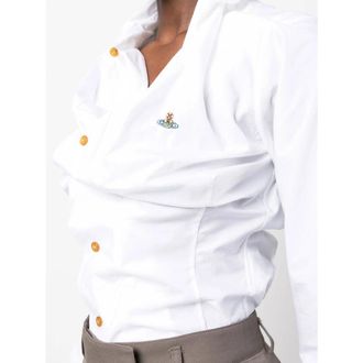 Vivienne Westwood Embroidered Orb Cotton Shirt - White