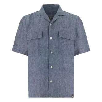 Boggi Milano Homme, Chemises, Bleu, Taille: 2XL Chemise en lin et coton denim