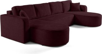 Best Mobilier Bestmobilier - Miro - canapé panoramique en u 7 places - convertible avec coffre - en velours texturé