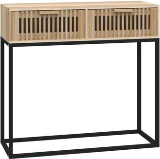 Les Tendances Table console 80x30x75 bois ding&eacute;nierie et fer