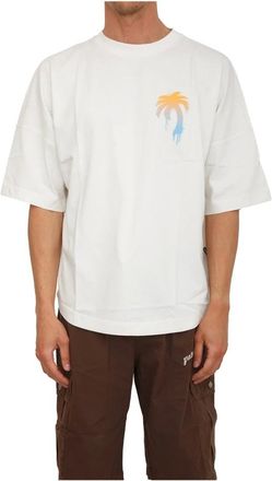 Palm Angels Homme, Tops, Blanc, Taille: S T-Shirt