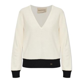 Valentino Garavani Femme, Pulls, Beige, Taille: 40 FR V-neck Tricots
