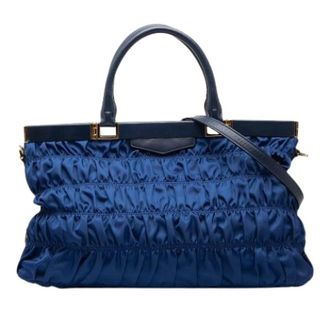 Prada Pre-owned Sac bandouli&egrave;re fronc&eacute; en nylon - Femme - Pre-owned - Bleu - Taille: ONE Size
