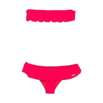 Dondup Bikini bandeau &agrave; volants Candis - Femme - Maillots de bain - Rouge - Taille: 38 FR