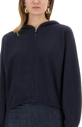 Theory Zip Cotton Knit Sweatshirt - Blue