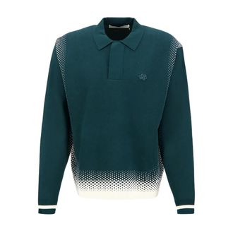Filling Pieces Verlauf Gestricktes Poloshirt Pine - - Tops - Herren - Gr&uuml;n - XL