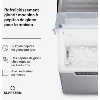 Klarstein Klarstein - Machine a Glacons Machine &agrave; Glacons pour la Maison Machine a Glacon 200W 17 litres Fonctionnement Rapide 4 min Ice Maker 12kg de Glace