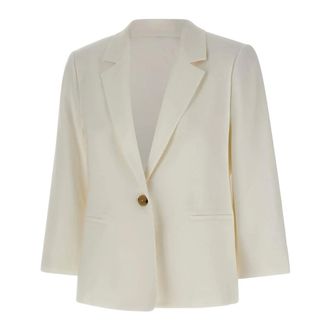 Vince Femme, Vestes, Blanc, Taille: 40 FR Blazer Court en Lin M&eacute;lang&eacute;