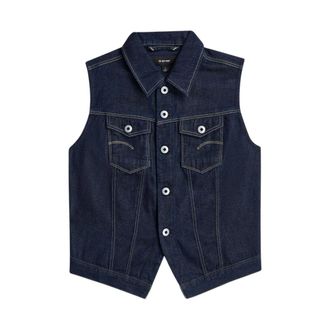 G-Star Femme, Vestes, Bleu, Taille: 38 FR Gilet Slim &agrave; Ourlet Inclin&eacute;