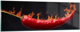 Arttor Panorama Bilder auf Glas Chili Paprika Bio Landwirtschaft Glasbild 90x30cm Wandbilder Dekoration Wohnzimmer Schlafzimmer Küche Klein Wanddeko Bild im 